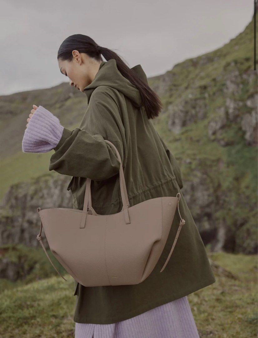 Polene Cyme Bag Taupe Textured Leather Bag, Women's Fashion, Bags ...