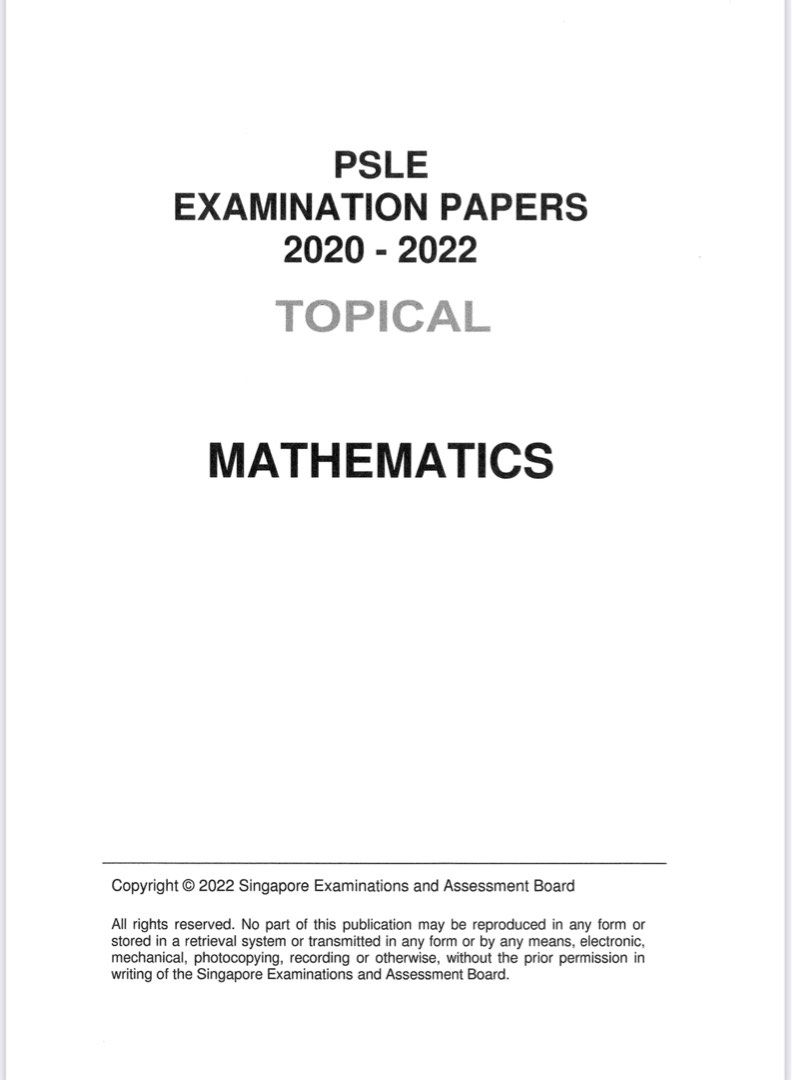 PSLE Math Topical 2017 2018 2019 2020 2021 2022 - Total 6 Years ...