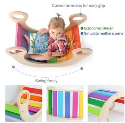 Rainbow Waldorf Rocker Arch Kids Climber Ladder Baby Toddler Gym ...