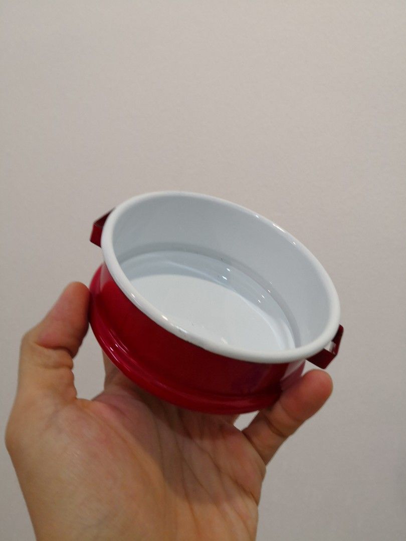 Rare Red Tiffin Carrier 3-tier Lunch Box Enamel Rare Red Tiffin Carrier ...