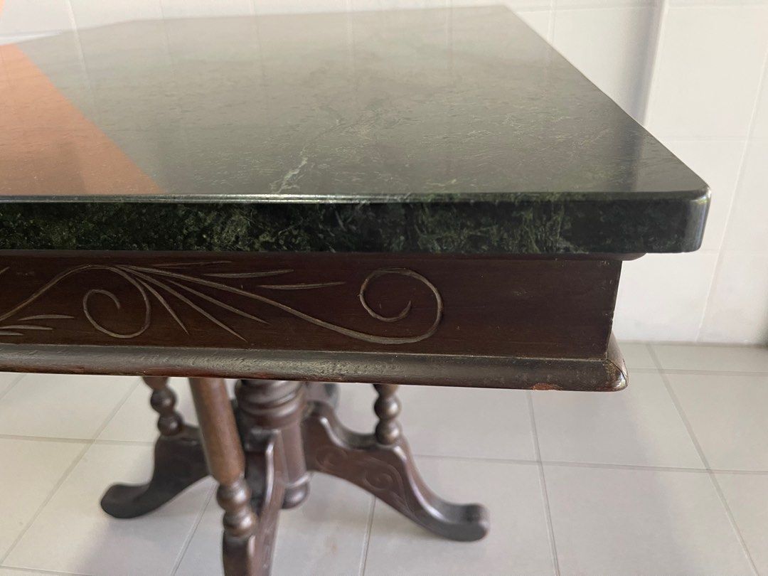 Rare Vintage Jadeite Table with Antique Solid Base, Furniture & Home ...