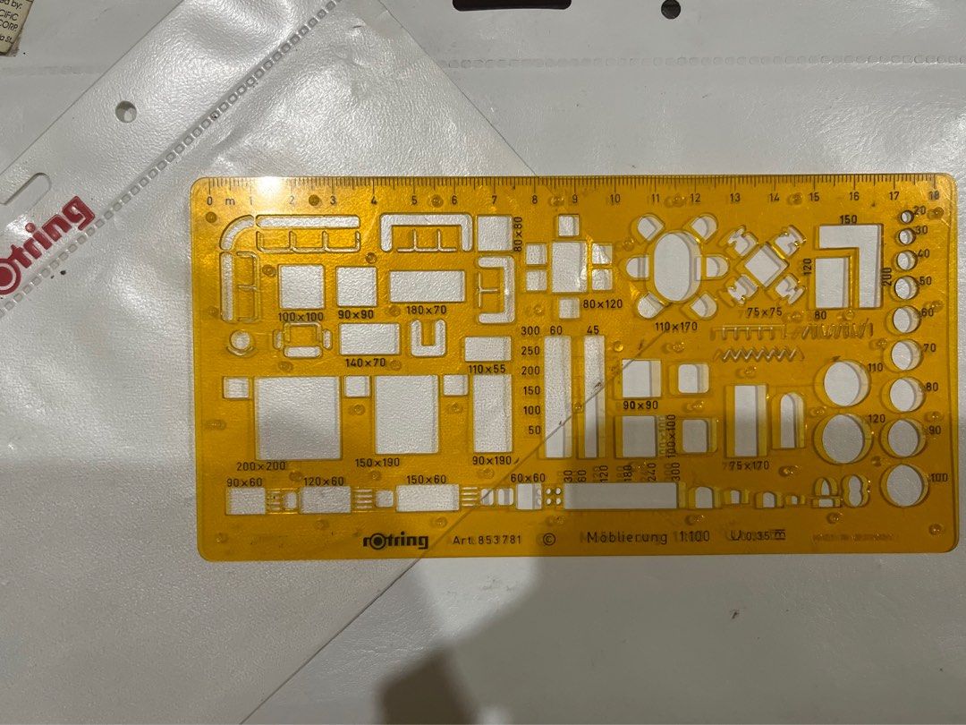 ROTRING FURNITURE TEMPLATE SET (SCALE 1:50 AND 1:500), Hobbies & Toys ...