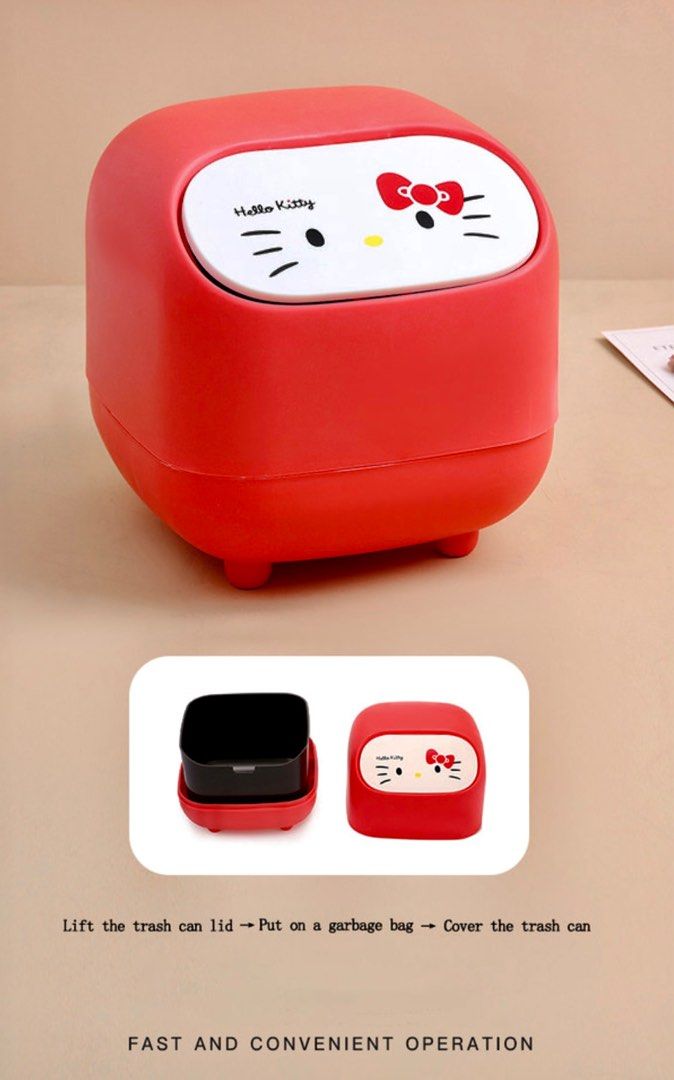Sanrio Hello Kitty Desktop Trash Can, Furniture & Home Living, Cleaning ...
