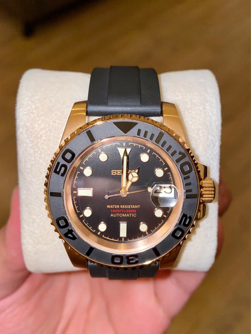 Seiko Mod Yacht-Master Rose Gold, Men's Fashion, Watches & Accessories ...