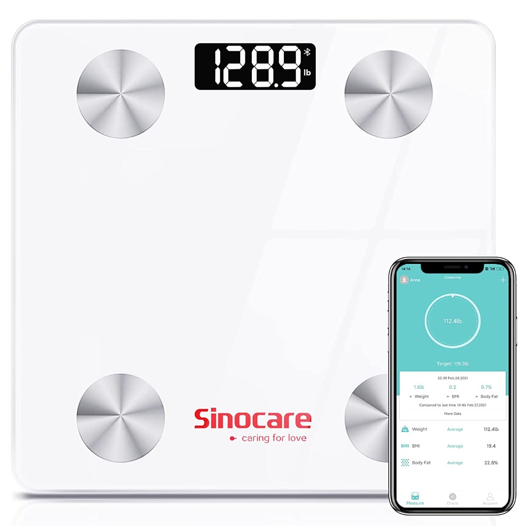 Sinocare Body Fat Scale - Bluetooth Wireless Smart Digital Scale with ...