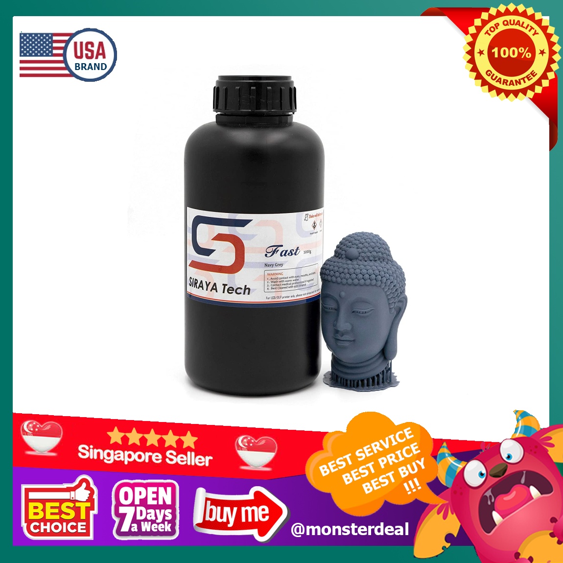 Siraya Tech Fast ABS-Like 3D Printer Resin 405nm UV-Curing Non-Brittle High Precision 3D ...