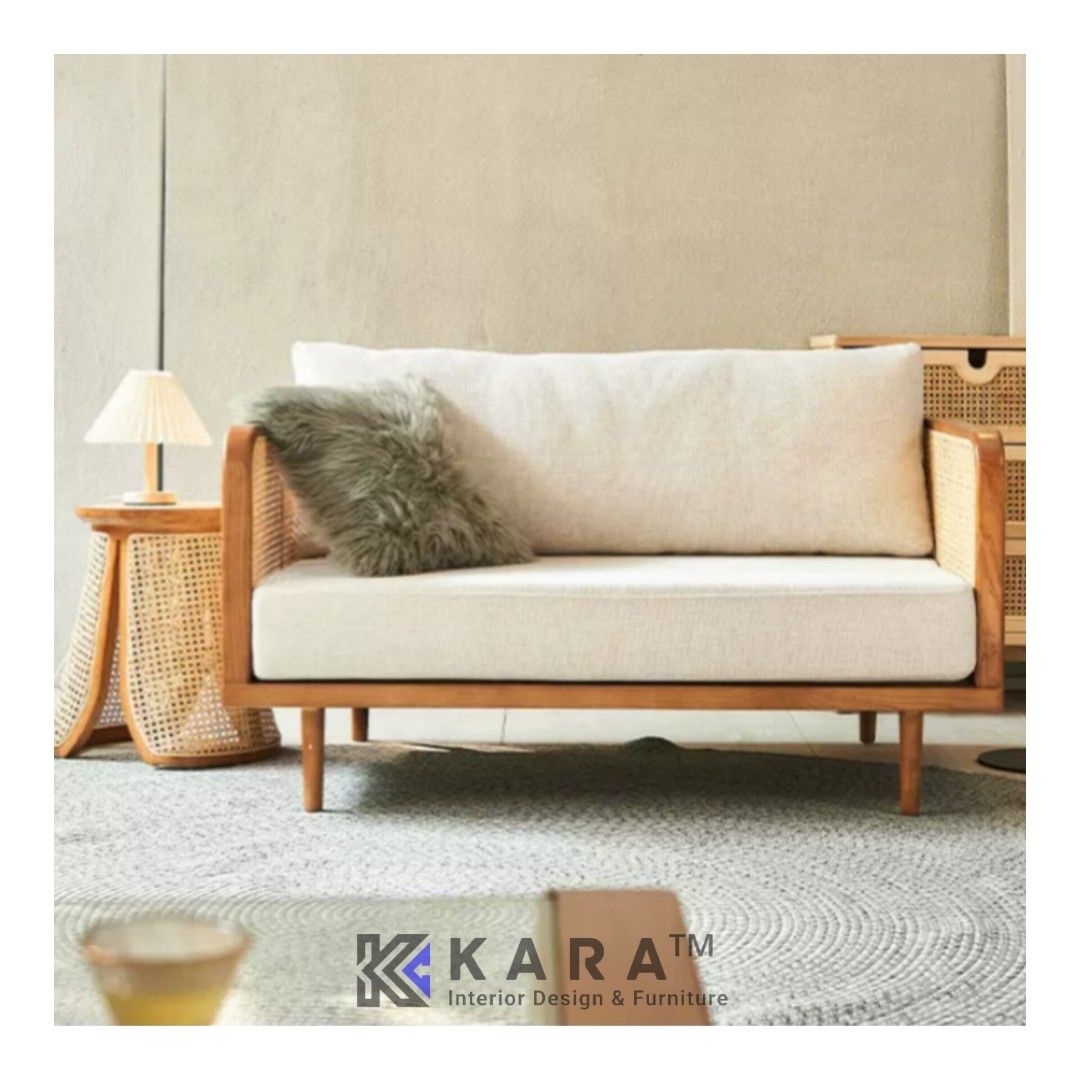 Sofa Set 3+2 Seater + Meja Kayu Jati Kombinasi Anyaman Rotan / Sofa ...