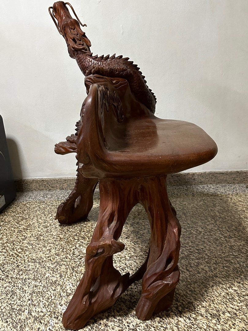 Antique Hardwood Dragon Chair, Furniture & Home Living, Furniture ...
