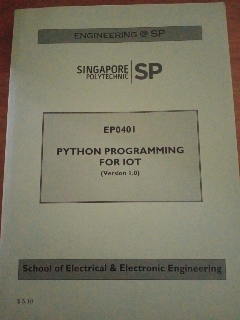SP Python Programming for IOT EP0401 textbook, Hobbies & Toys, Books ...