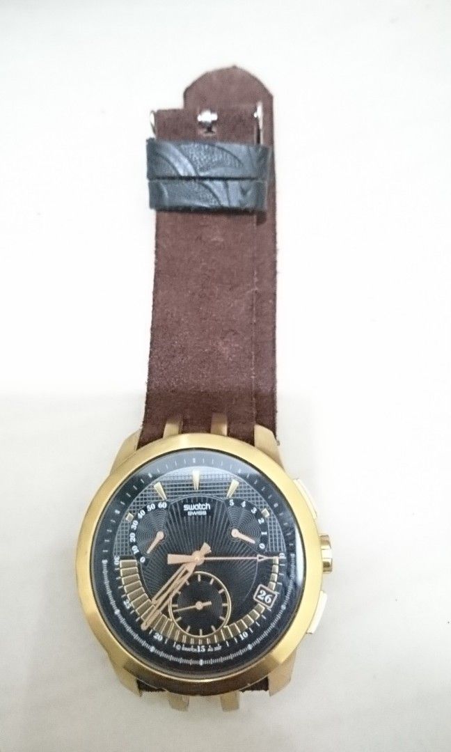 Swatch Irony Chronograph Retrograde, Fesyen Pria, Jam Tangan di Carousell