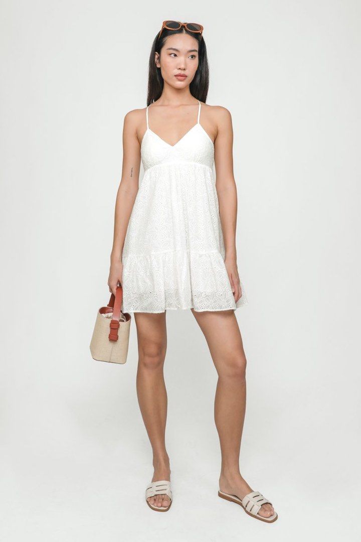 The Tinsel Rack Kiara Padded Eyelet Dress, Women's Fashion, Dresses ...