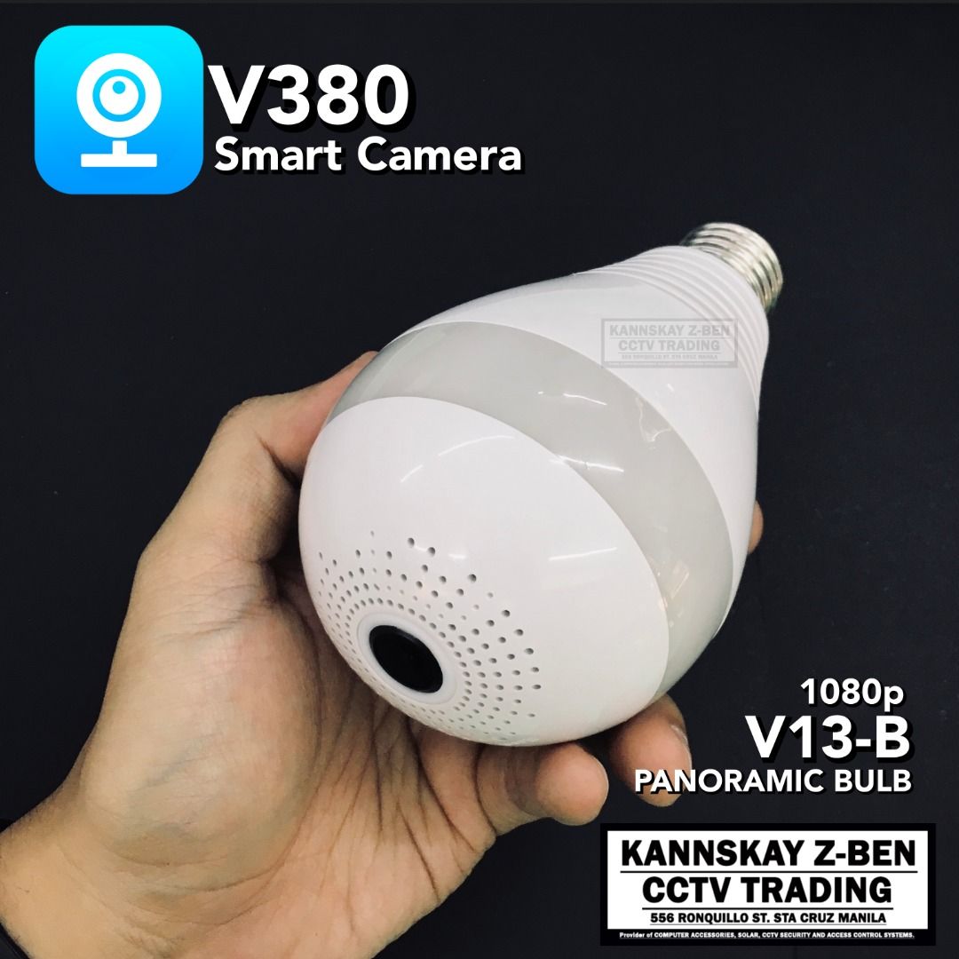 V380 WIFI IP Camera V13-B Light Bulb Fish Eye Camera 360°Panoramic Bulb ...