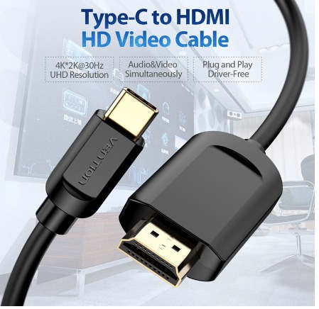 Vention Type C To HDMI Converter Cable 4K HDMI Splitter USB C to HDMI ...