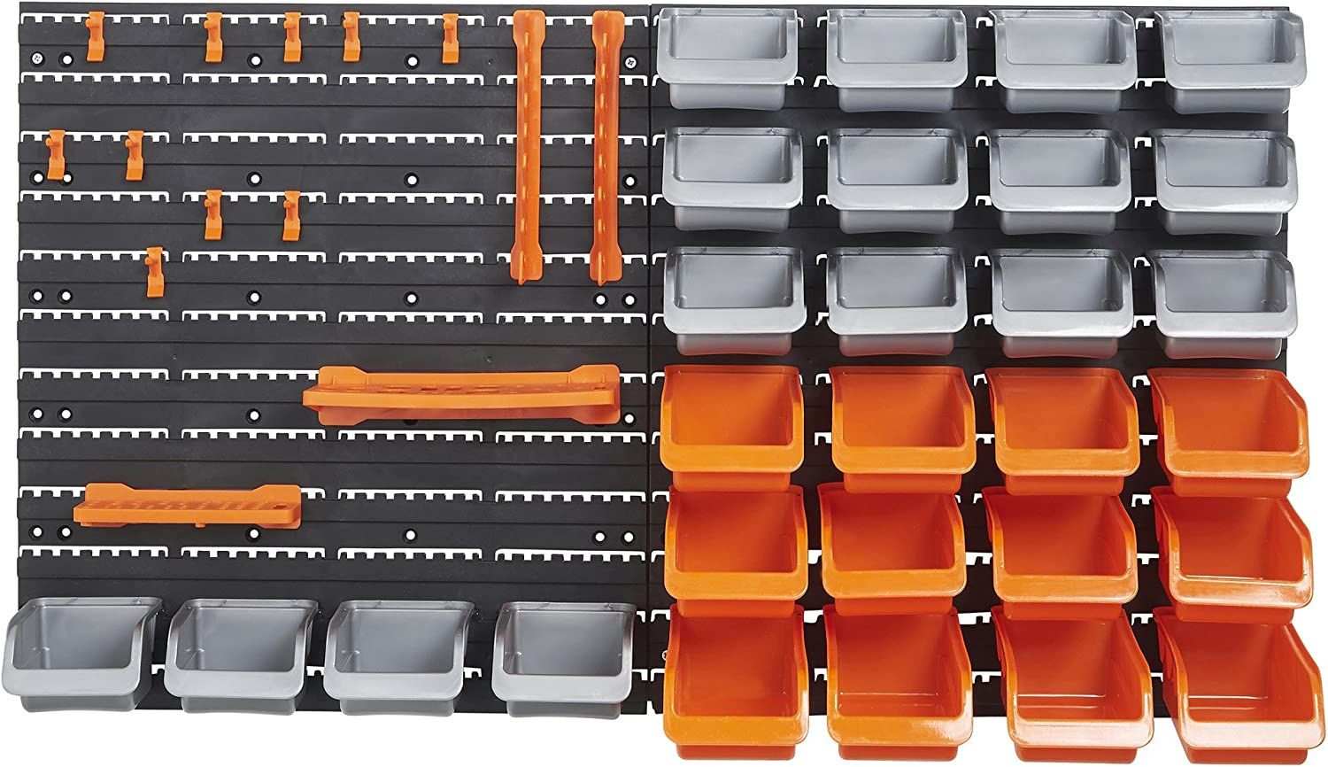 VonHaus 44 Piece Wall Mounted Pegboard Hook, Storage Bins and Panel Set ...