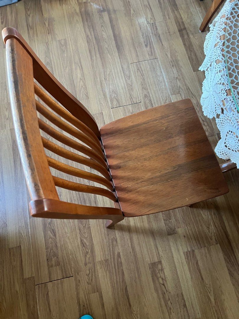 Wooden round dining Table+3 chairs, Furniture & Home Living, Furniture ...