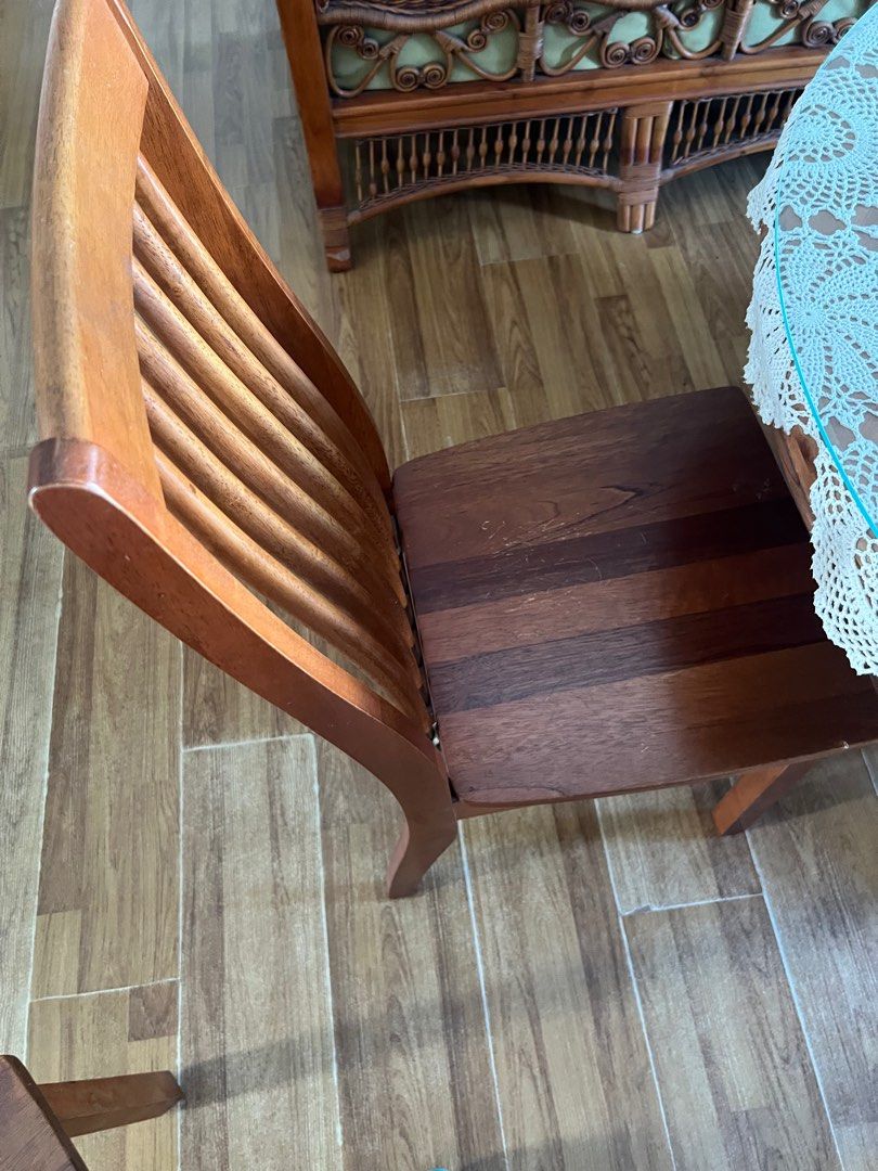 Wooden round dining Table+3 chairs, Furniture & Home Living, Furniture ...