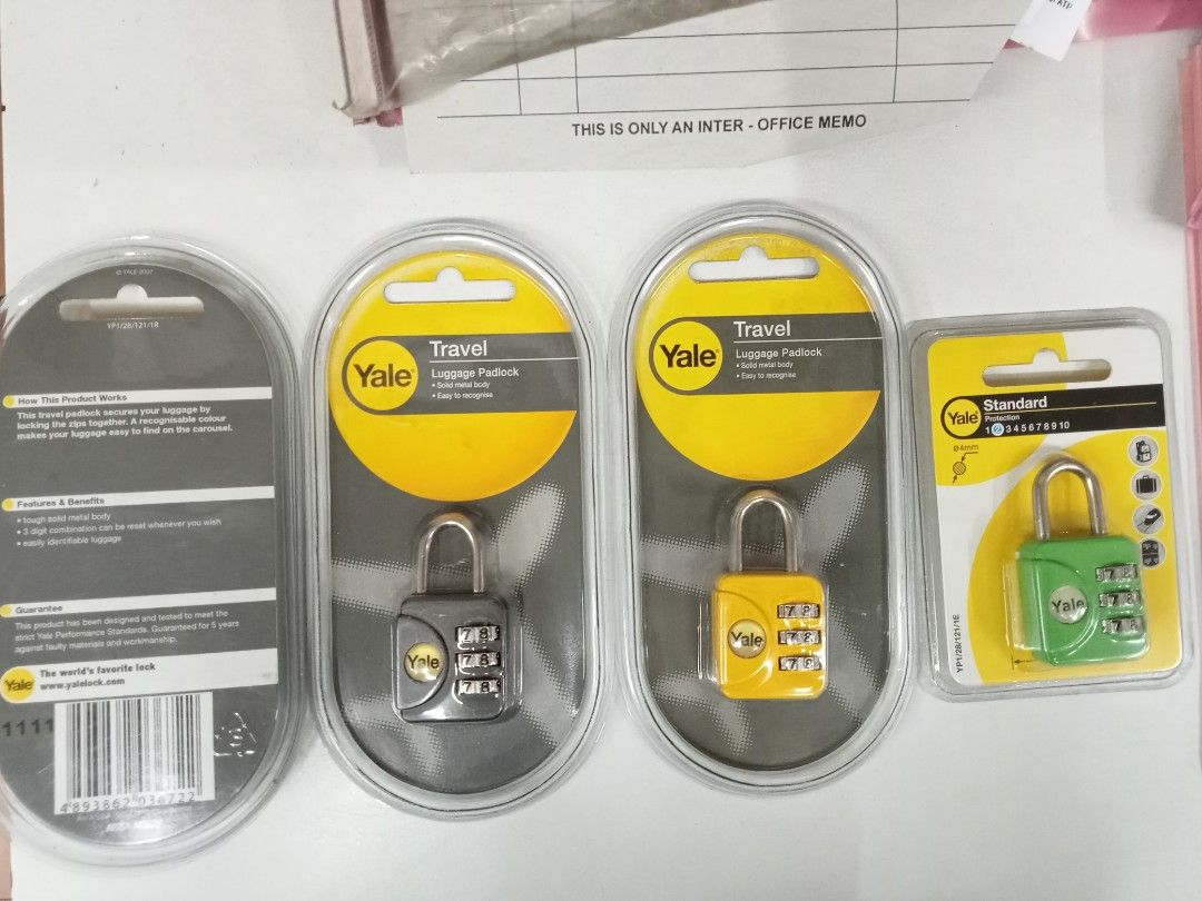 YALE PADLOCK YALE LUGGAGE LOCK TRAVEL SENTRY TSA APPROVED PADLOCKS ZINC ...