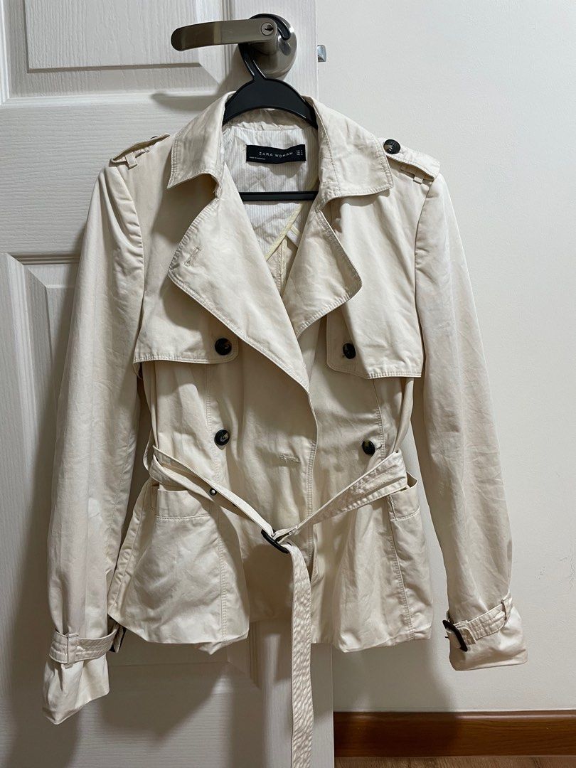 Zara Cream Trench Jacket, Women's Fashion, Coats, Jackets and Outerwear on Carousell