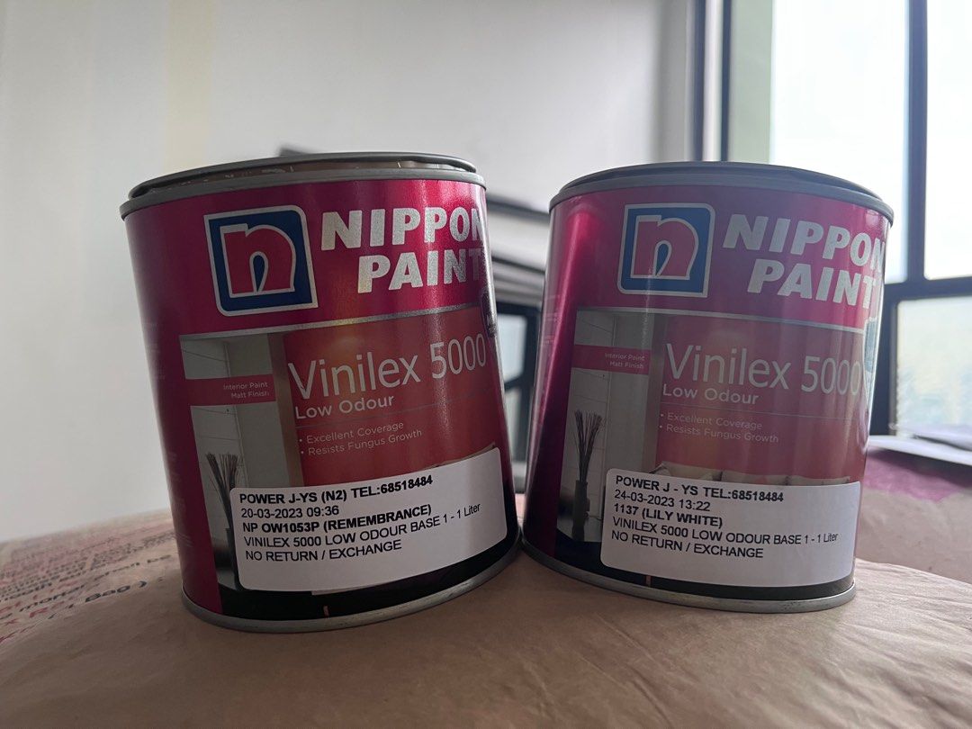 1L Nippon Paint Vinilex 5000 (Left with Lily White & Lilac White ...