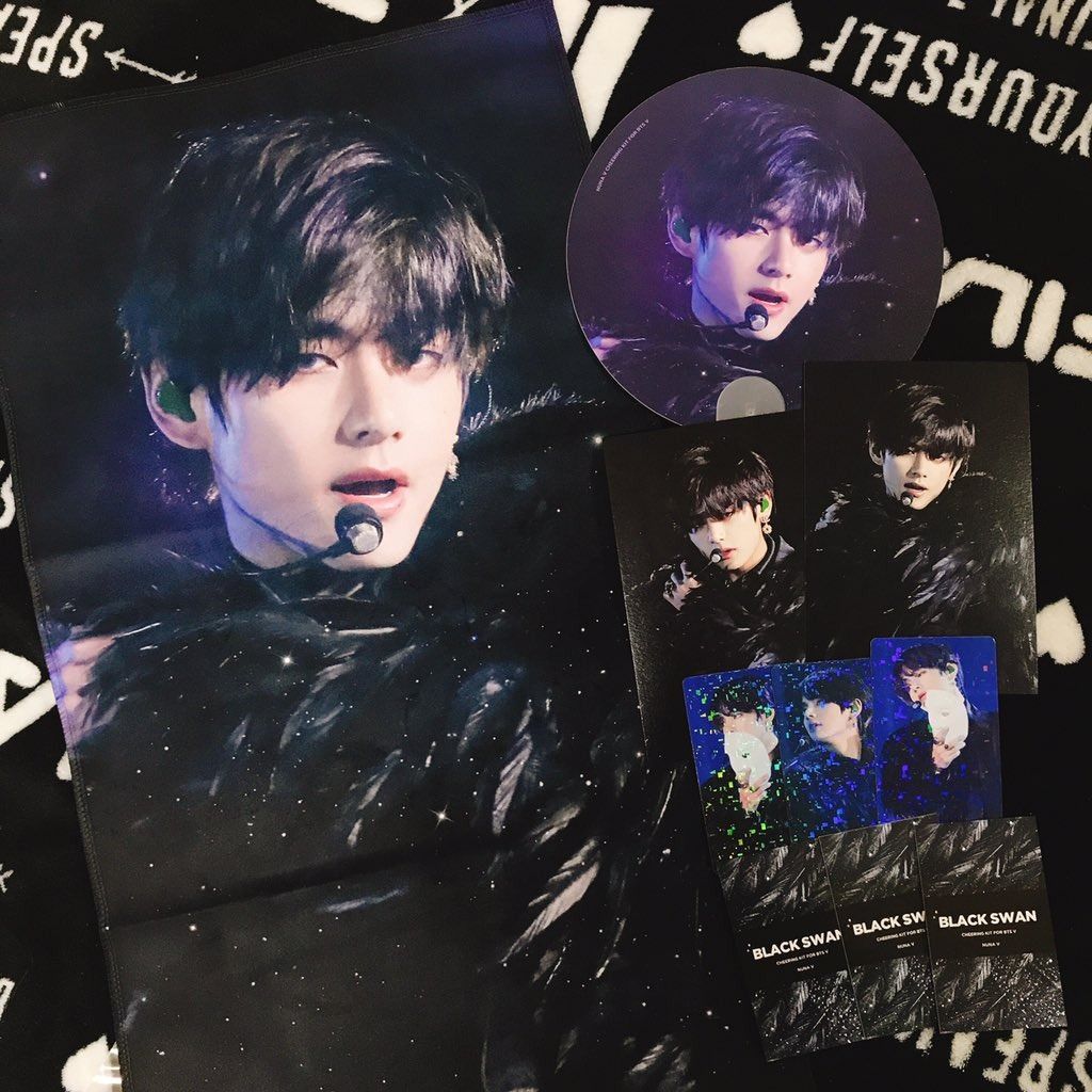 2019 Black Swan Performance BTS V Taehyung Reflective Fansite Slogan ...
