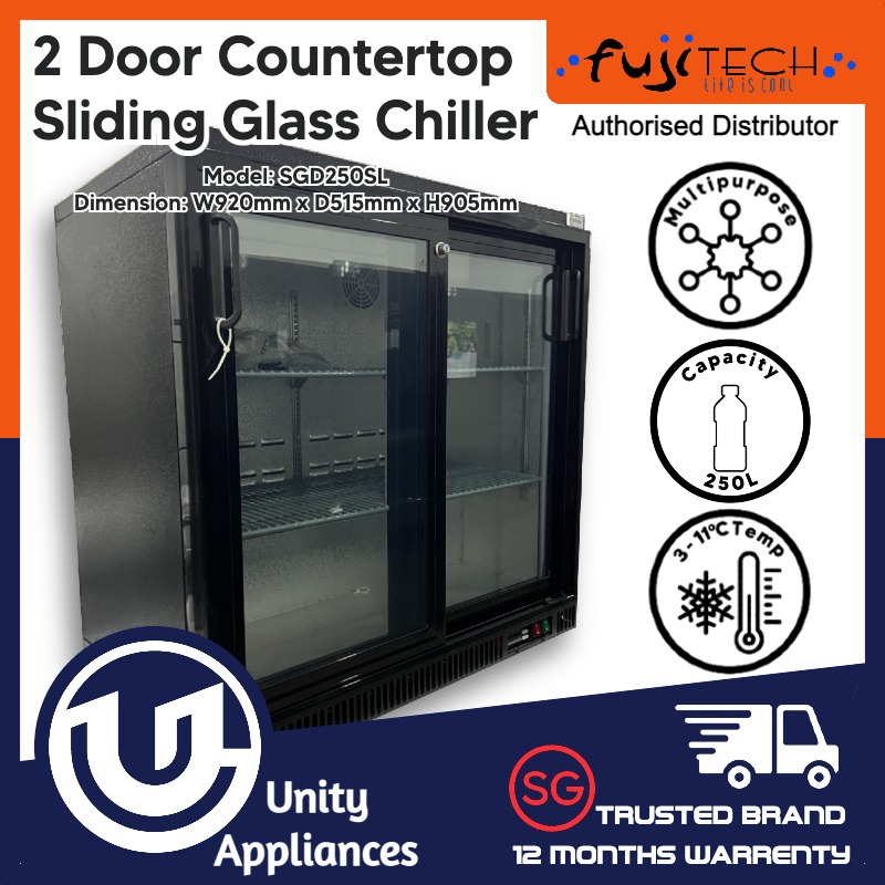 2 Door Countertop Sliding Glass Chiller Fridge 250L, TV & Home ...