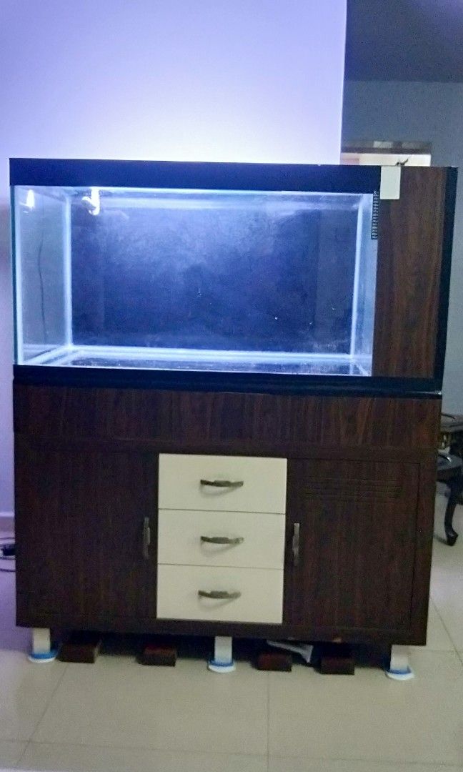 4 feet fish tank with wooden cabinet, Pet Supplies, Homes & Other Pet ...