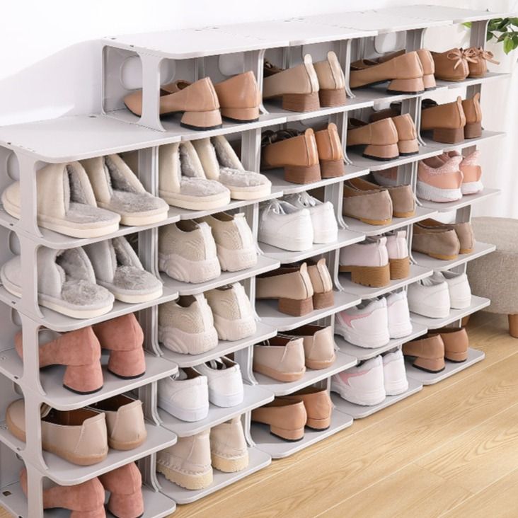 7 Tier Free Standing Shoe Rack Stackable Plastic Shoes Shelf, Furniture ...