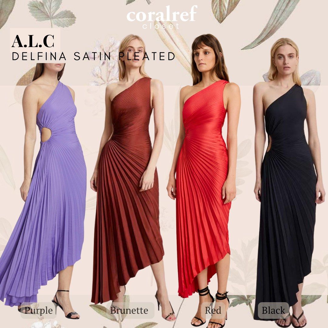 ALC Delfina Pleated Midi Maxi Dress in Canary Yellow, Deep Green, Women ...