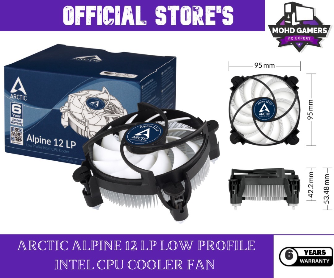 ARCTIC ALPINE 12 LP LOW PROFILE INTEL CPU COOLER FAN, Computers & Tech ...