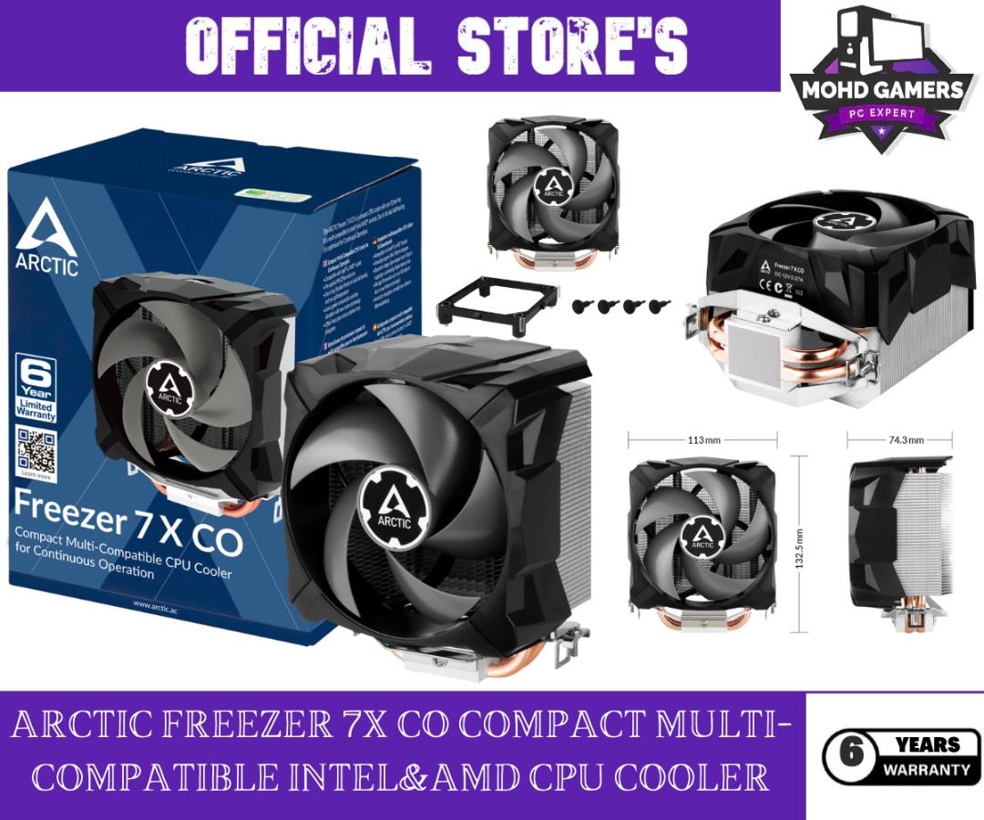 ARCTIC FREEZER 7X CO COMPACT MULTI-COMPATIBLE INTEL&AMD CPU COOLER ...