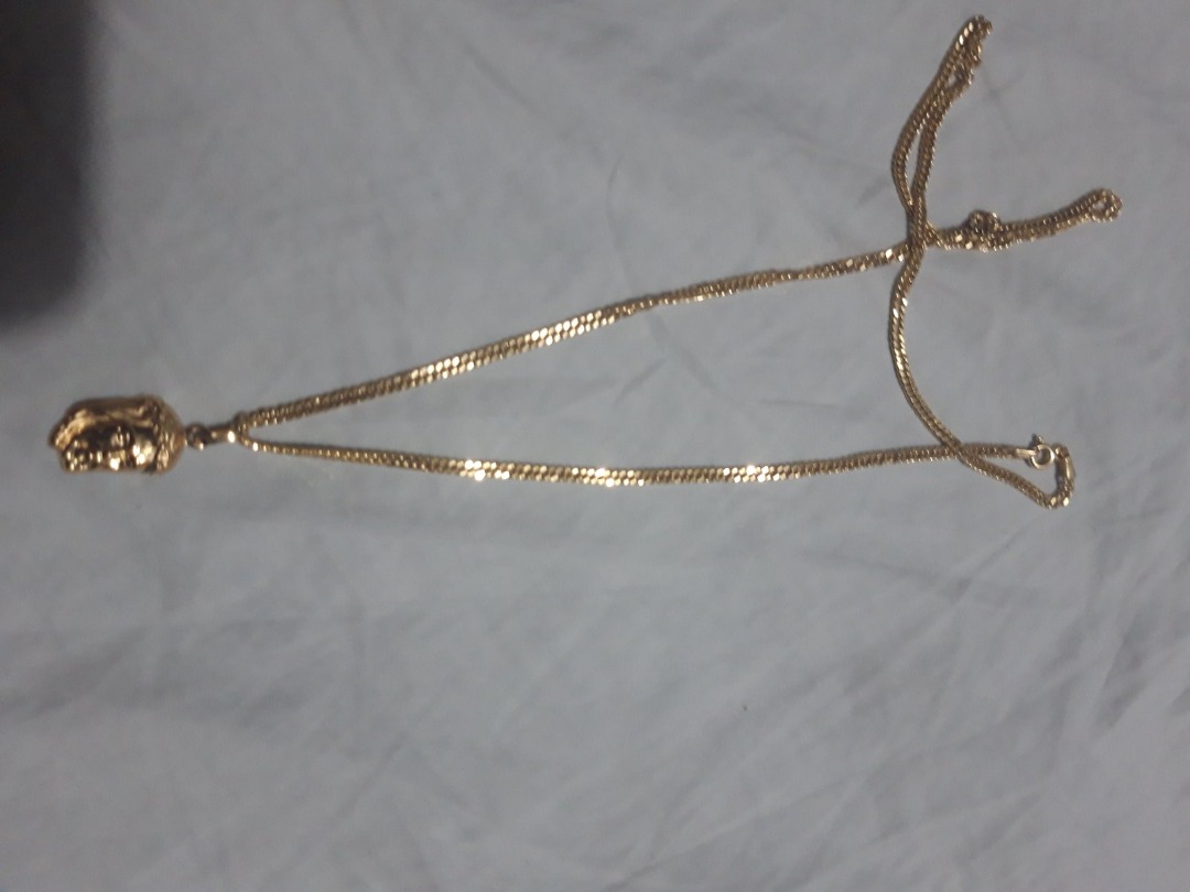 Authentic and Pawnable Gold Link Necklace with Image Pendant, Men's ...