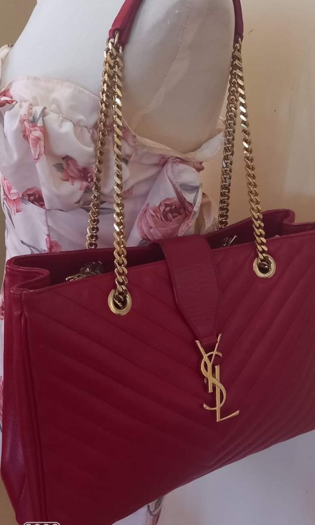 Authentic YSL Grain Chevron Red, Luxury, Bags & Wallets on Carousell