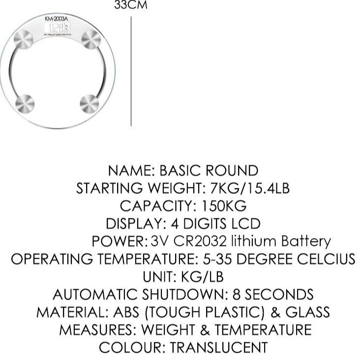 Basic Round Weighing Scale, Health & Nutrition, Health Monitors ...