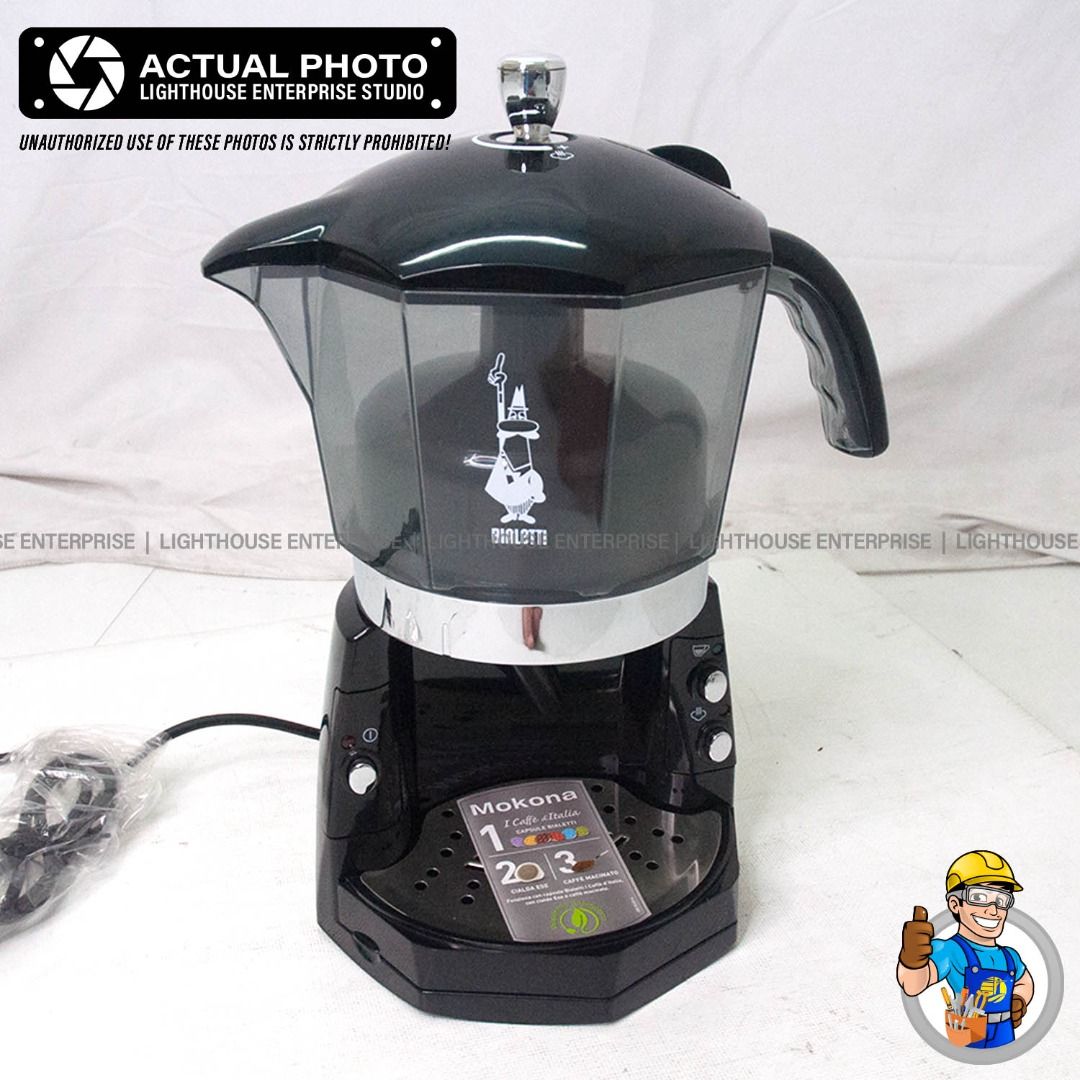 BIALETTI 1050W 3in1 Pods/Ground/Frother Steamer Kit Espresso Mokona Espresso Machine (CF40-Black ...