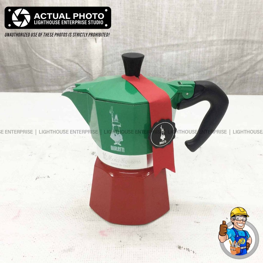 BIALETTI 3cups Moka Express Tricolour Mokapot / Moka Express Stove Top ...