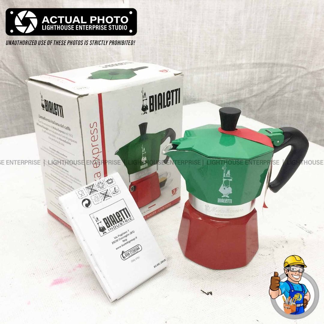 BIALETTI 3cups Moka Express Tricolour Mokapot / Moka Express Stove Top ...