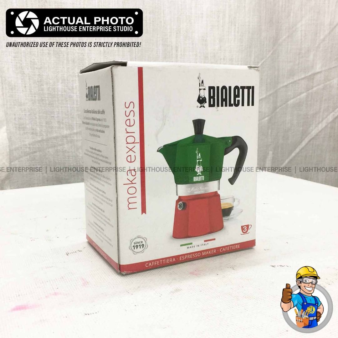 BIALETTI 3cups Moka Express Tricolour Mokapot / Moka Express Stove Top ...