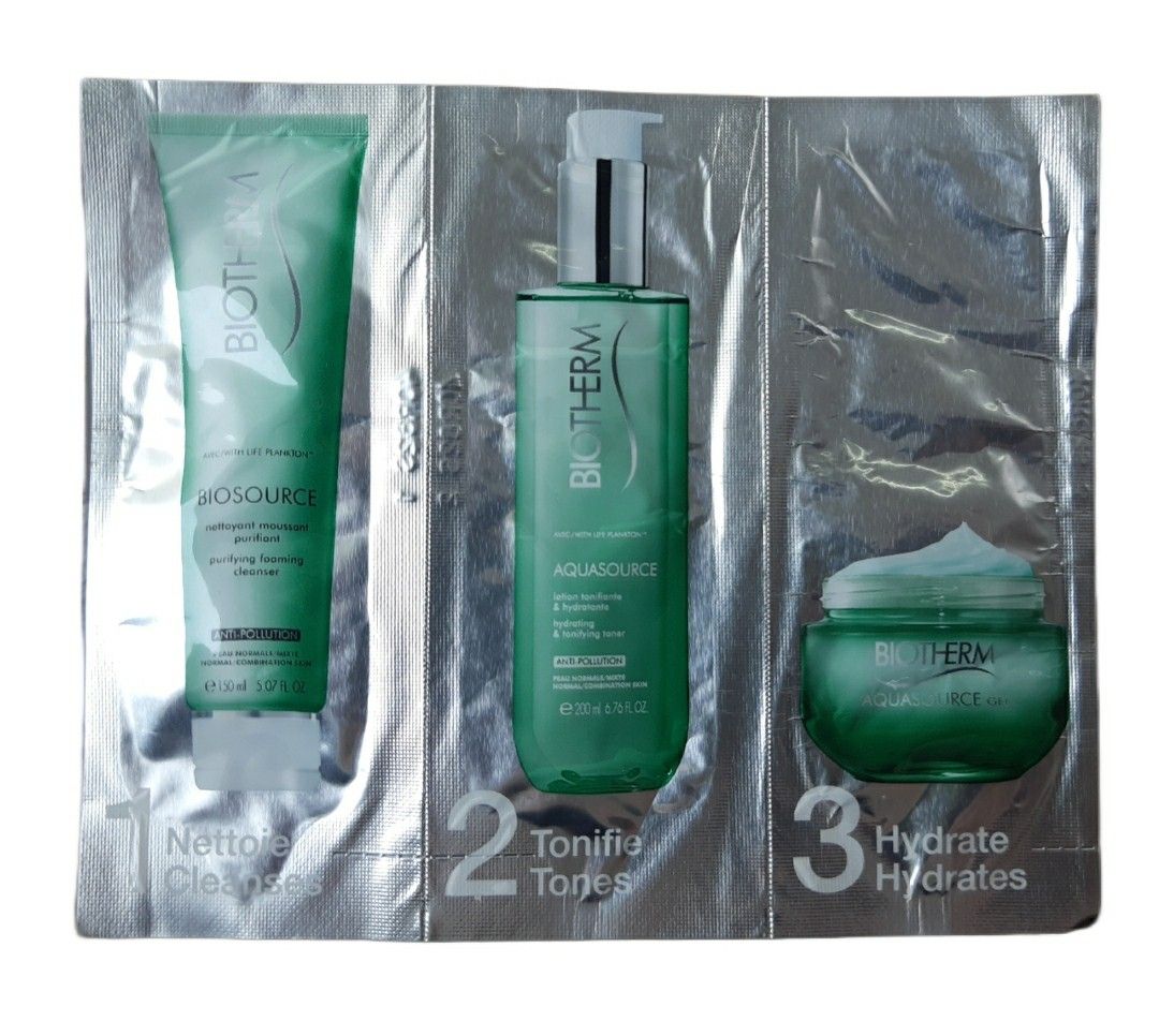 Biotherm 3 item 1, purifying foaming cleanser anti pollution 2, hydrating & tonifying tones, 3 ...