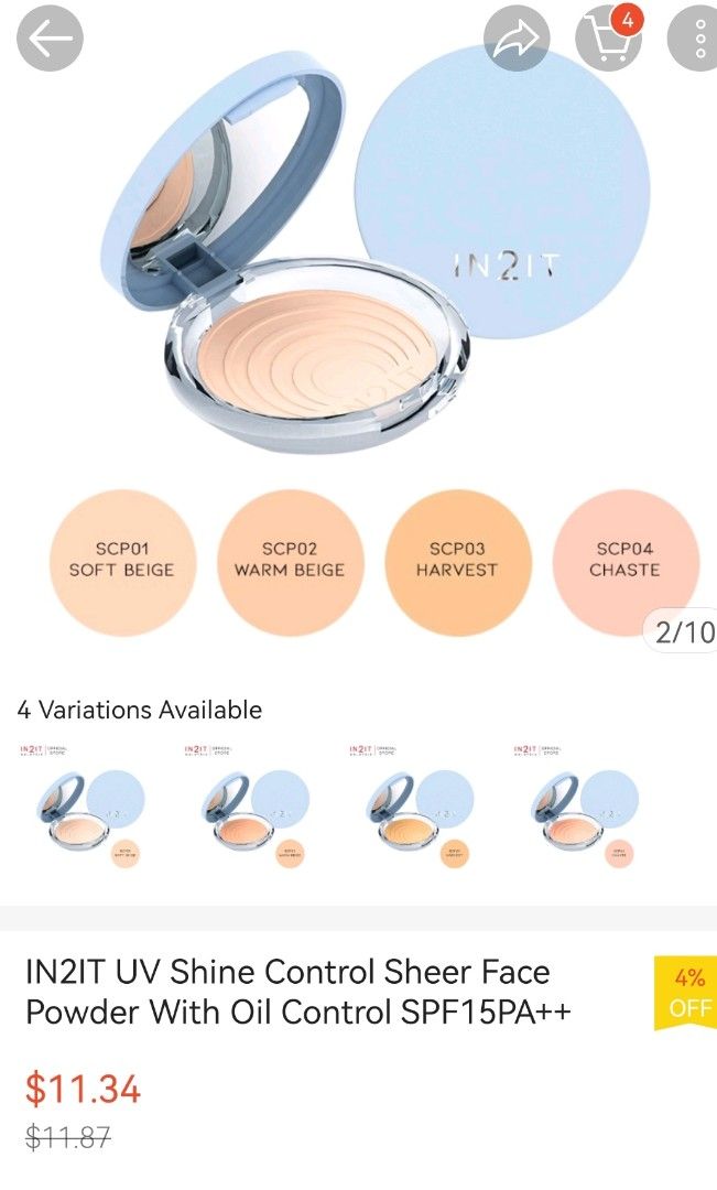 Brand New IN2IT UV Shine Control Sheer Face Powder, Beauty & Personal ...