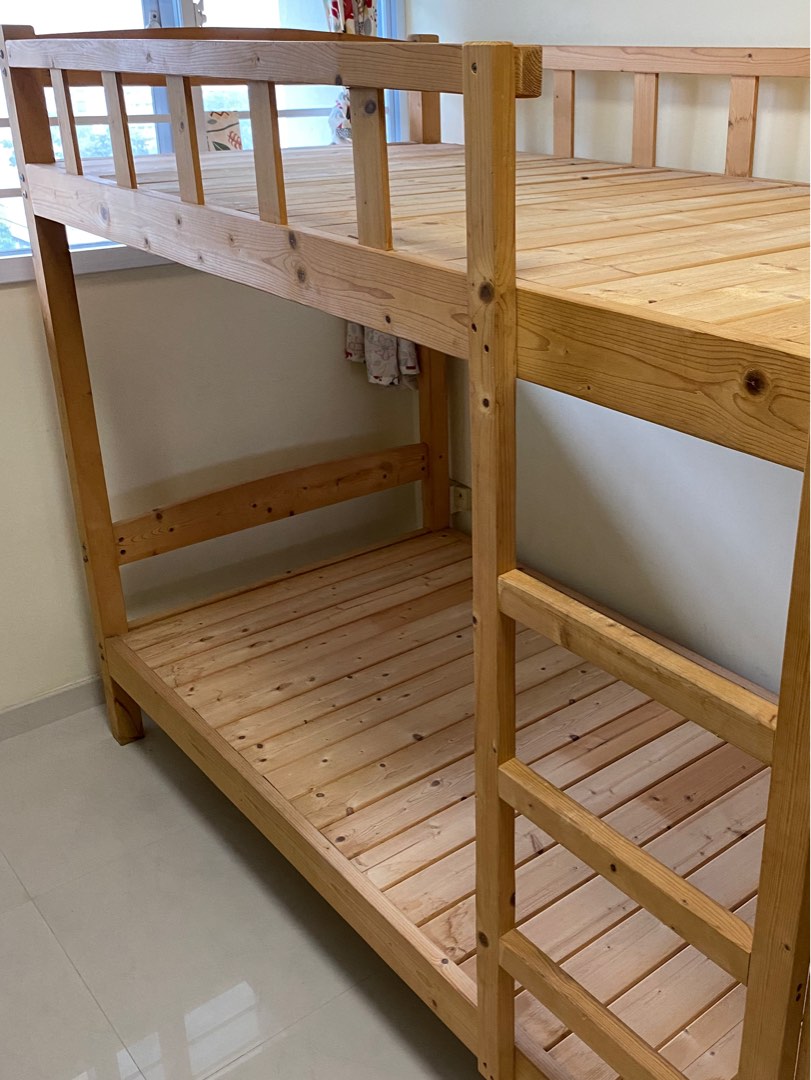 Bunk bed frame, pine, single size, upper and lower bed., Furniture ...