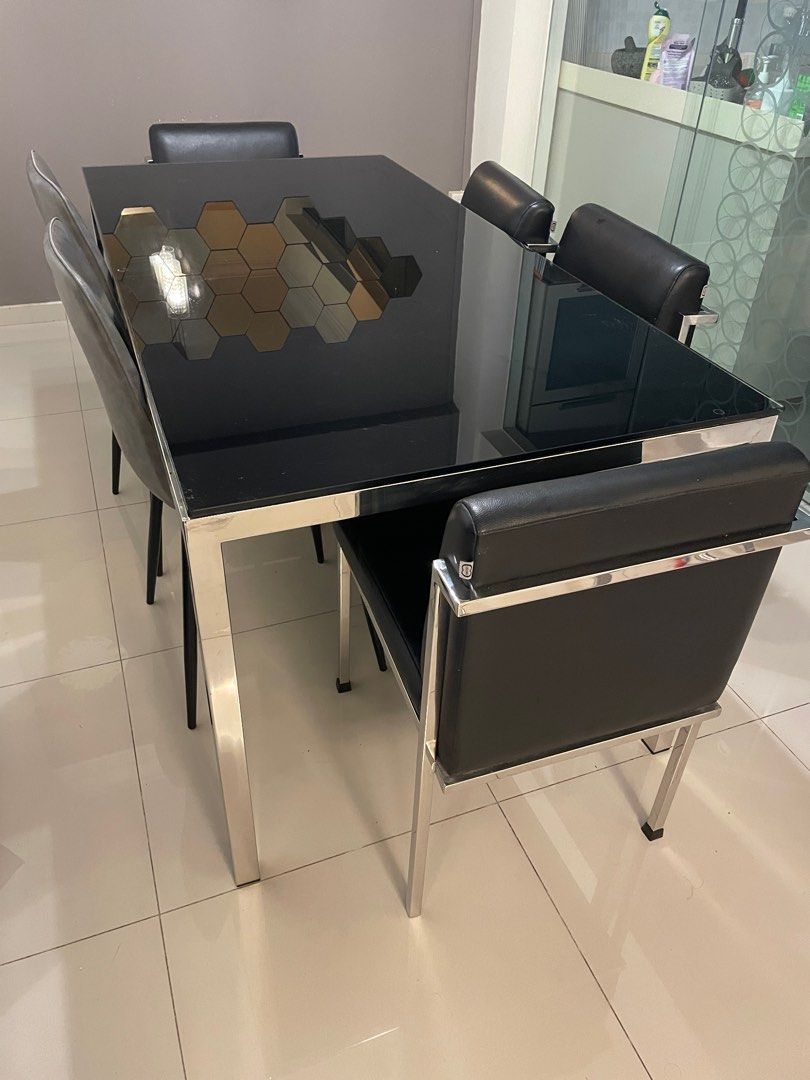 Cellini dining table with 6 chairs 2m x 85cm, Furniture & Home Living ...