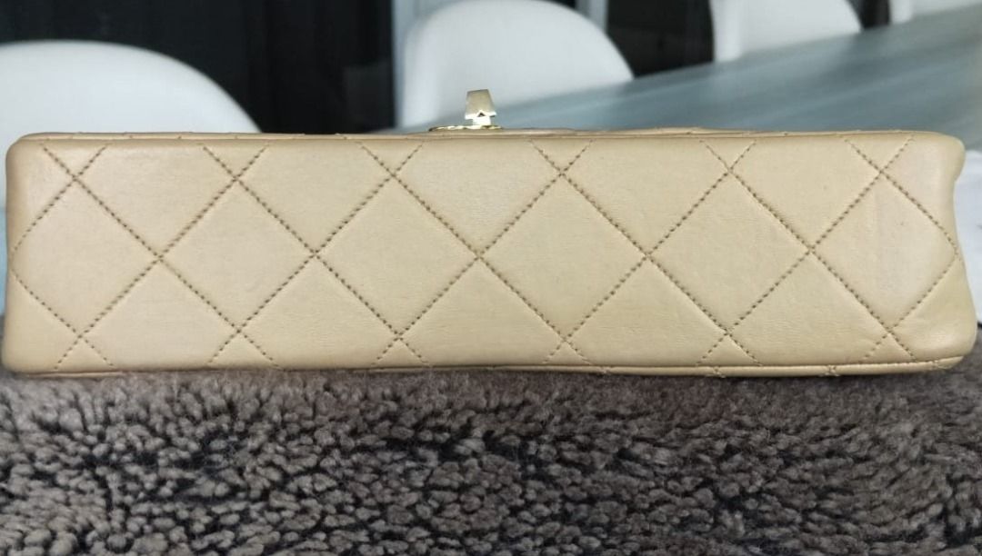 CHANEL Classic Beige Gold Chain Double Flap Bag, Women's Fashion, Bags ...