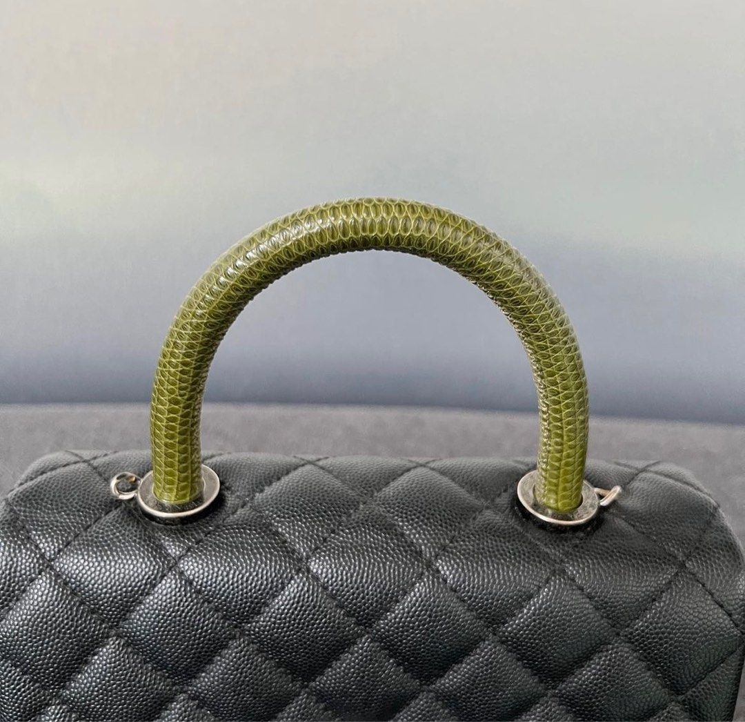 Chanel Coco handle Green lizard handle Black caviar / Rhw, Luxury, Bags ...