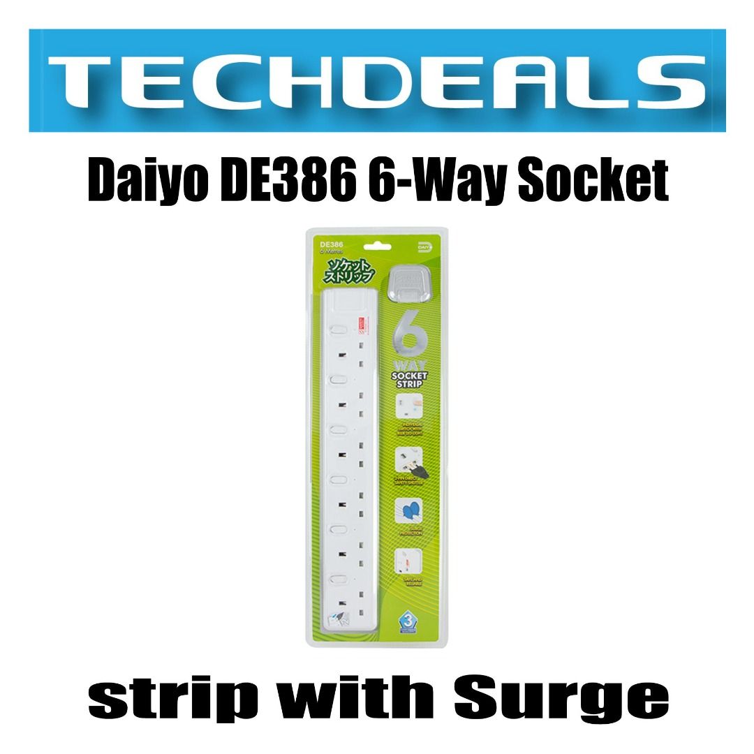 Daiyo DE386 6-Way Socket Strip with Surge - 3M | 6M, TV & Home ...