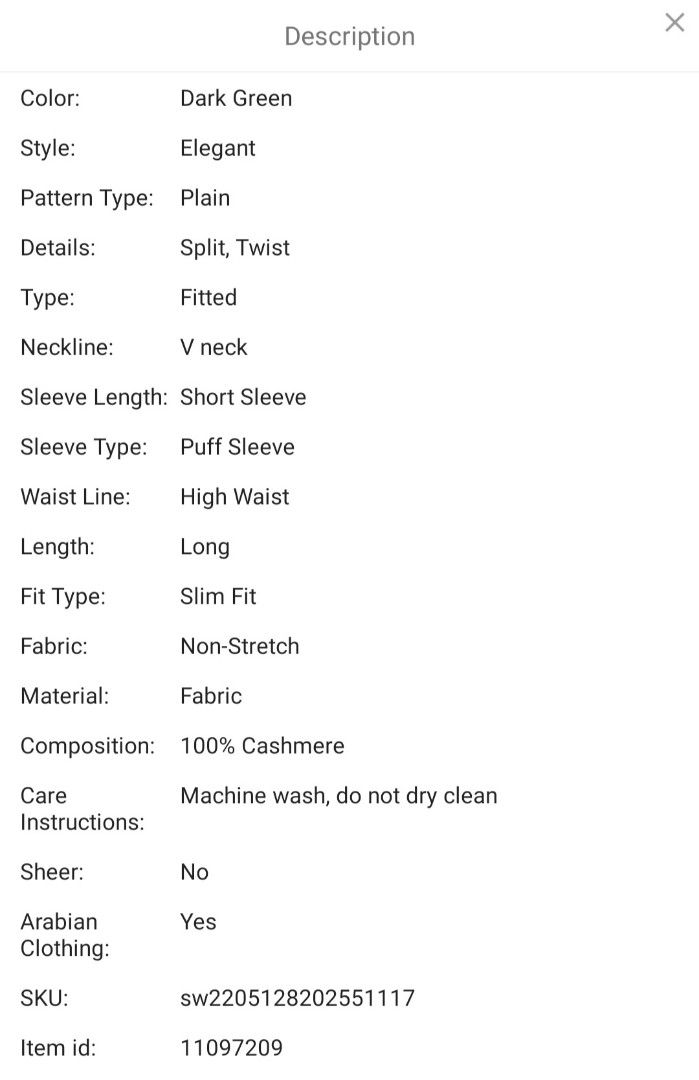 Dark Green Puff Sleeve Dress With Slit For Formal Wear Womens Fashion Dresses And Sets Dresses