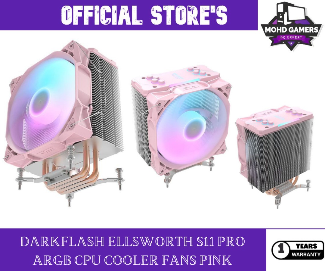 DARKFLASH ELLSWORTH S11 PRO ARGB CPU COOLER FANS PINK, Computers & Tech ...