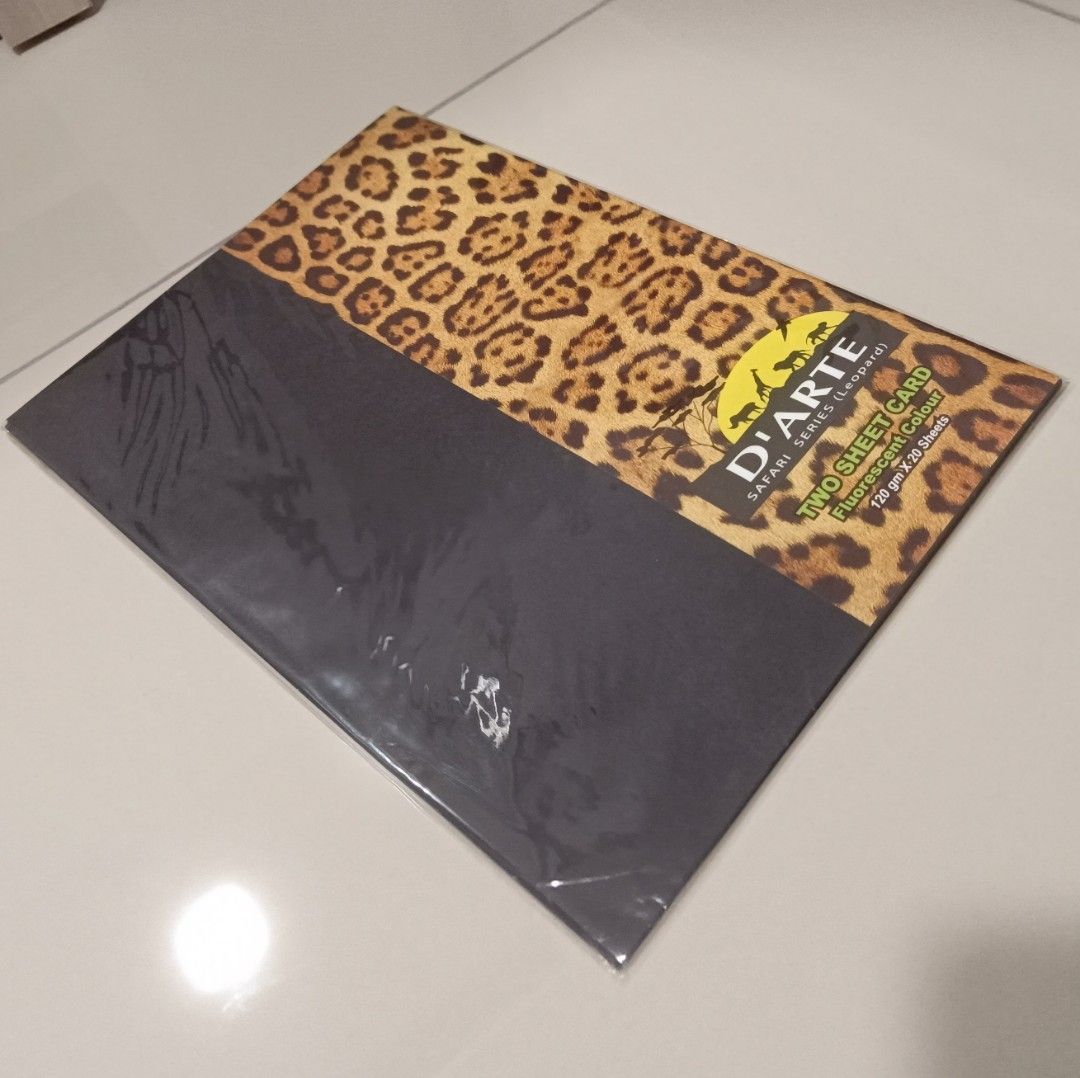 D'Arte Safari Series (Leopard) 2 Sheet Card Fluorescent Colour 120gm x 20 sheets - Black ...