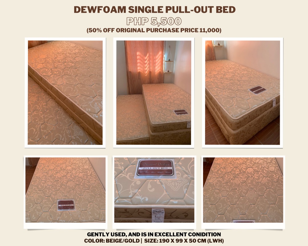 Dewfoam Pull-out Bed, Furniture & Home Living, Furniture, Bed Frames & Mattresses on Carousell