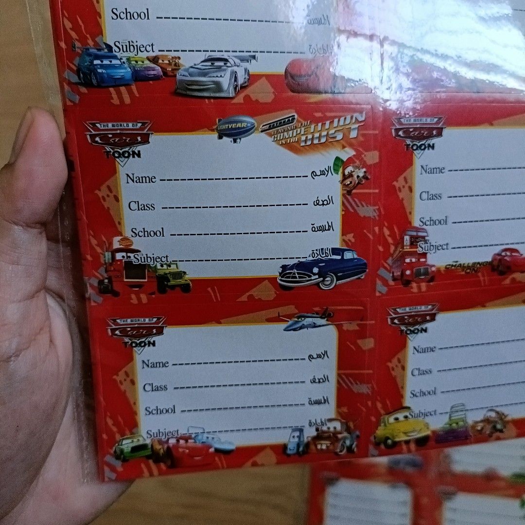 DISNEY Cars School Sticker Label, Hobbies & Toys, Stationary & Craft ...
