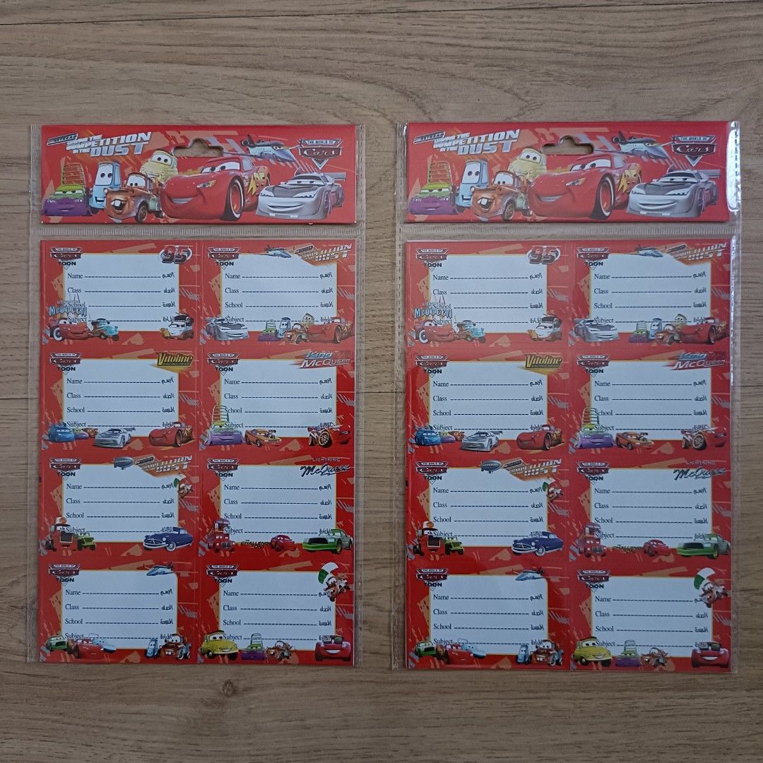 DISNEY Cars School Sticker Label, Hobbies & Toys, Stationary & Craft ...